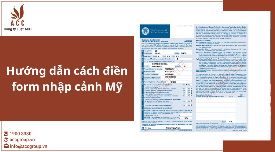 Hướng dẫn cách điền form nhập cảnh Mỹ