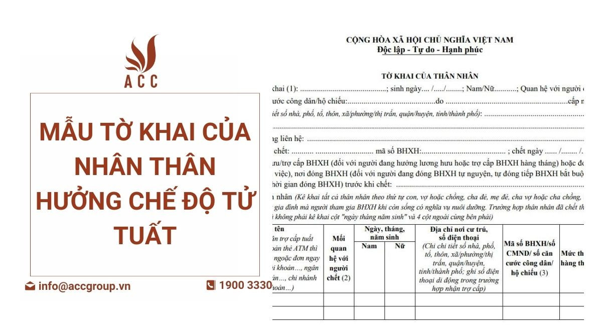 Mẫu tờ khai của nhân thân hưởng chế độ tử tuất