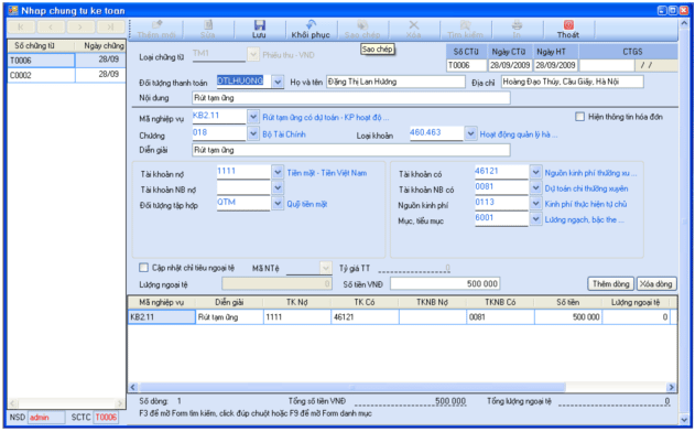 Cách hạch toán chứng từ trên phần mềm kế toán Imas